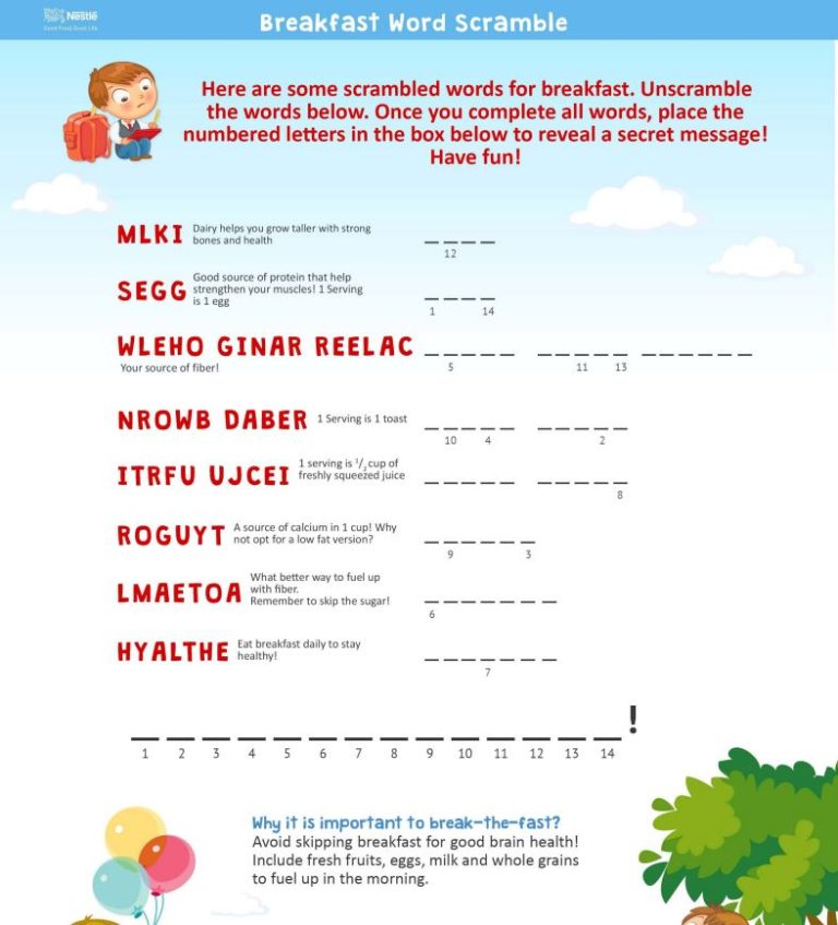 9 Free Nutrition Worksheets for Kids - Health Beet