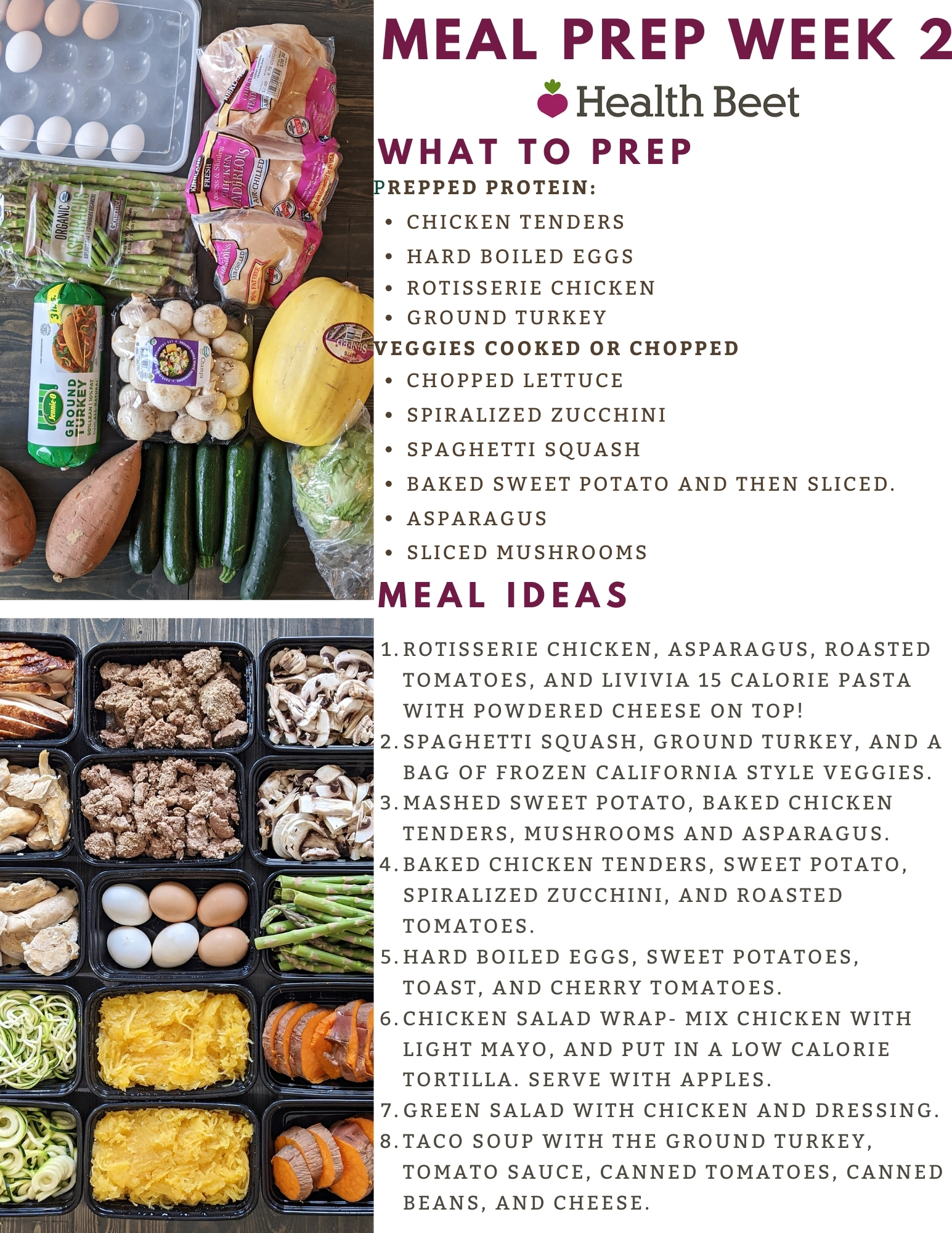 Simple Food for Meal Prep Week 2 {High Protein Diet Prep} - Health Beet