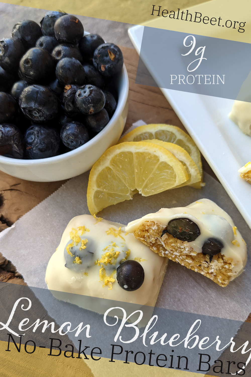 Lemon Blueberry No-Bake Protein Bars {121 Calories Each} - Health Beet