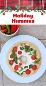 Healthy Christmas Appetizers- Easy Holiday Hummus Wreath - Health Beet