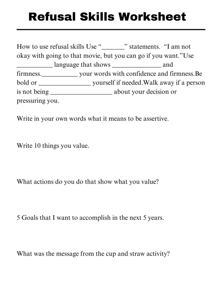 High School Health Lesson: Refusal Skills, Values, and Goals - Health Beet