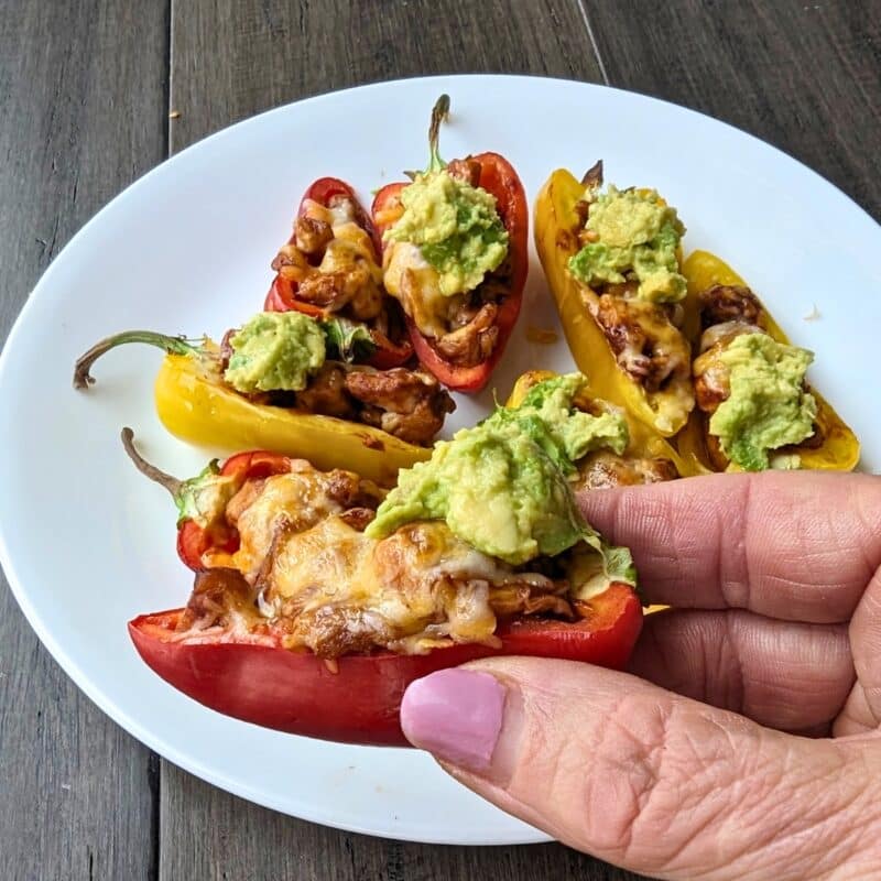 Bell Pepper Snack with BBQ Chicken and Guacamole - Health Beet