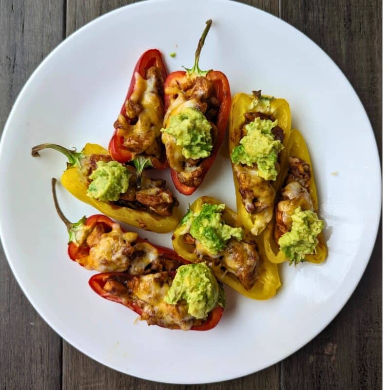 Bell Pepper Snack with BBQ Chicken and Guacamole - Health Beet